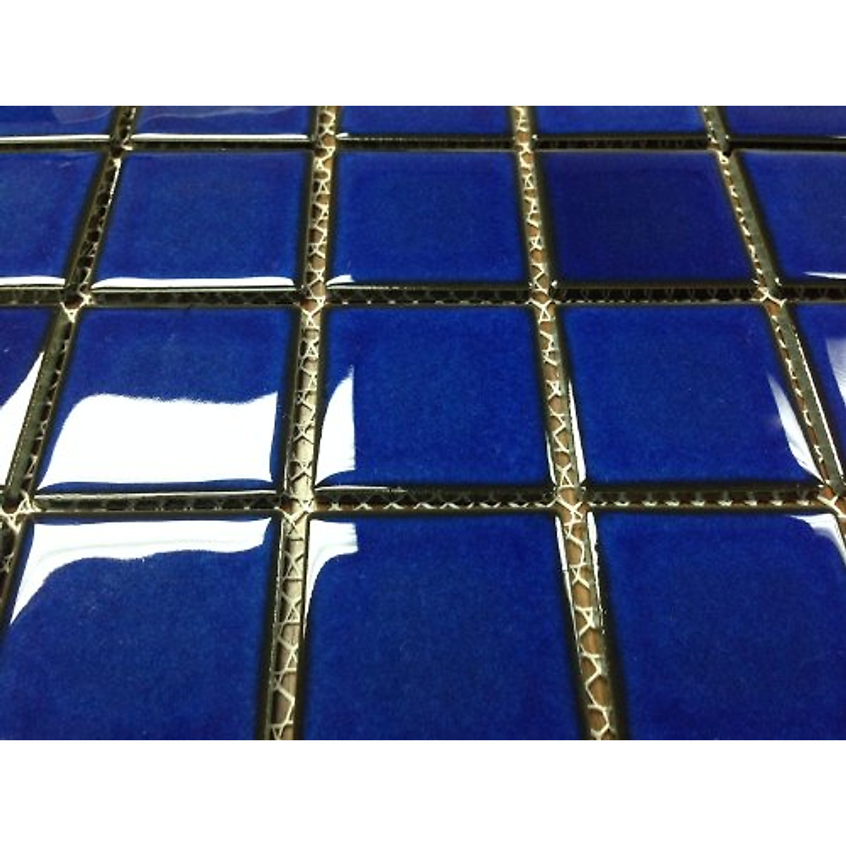 Tenedos Premium Quality Cobalt Blue Porcelain Square Mosaic Floor Wall Tile Shiny Look 2x2 Inch for Kitchen Backsplash, Pool Tile, Bathroom Shower, Accent Decor (Box of 21.76 Sq Ft)