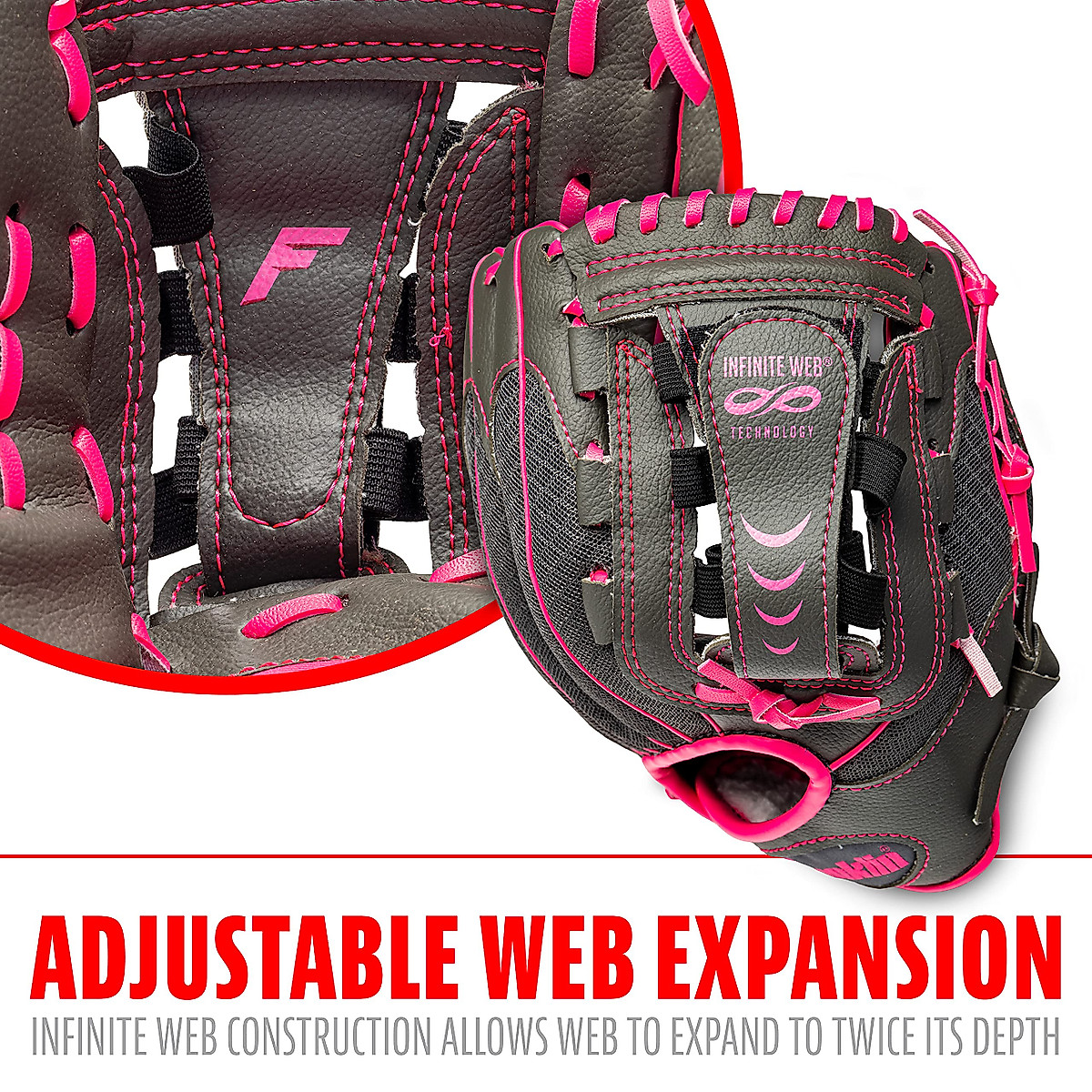 Franklin Sports Kids Baseball Glove - Youth Baseball, Softball + Tball Glove for Boys + Girls - Shok Sorb Glove - Right Hand Throw - Pink - 10.5"