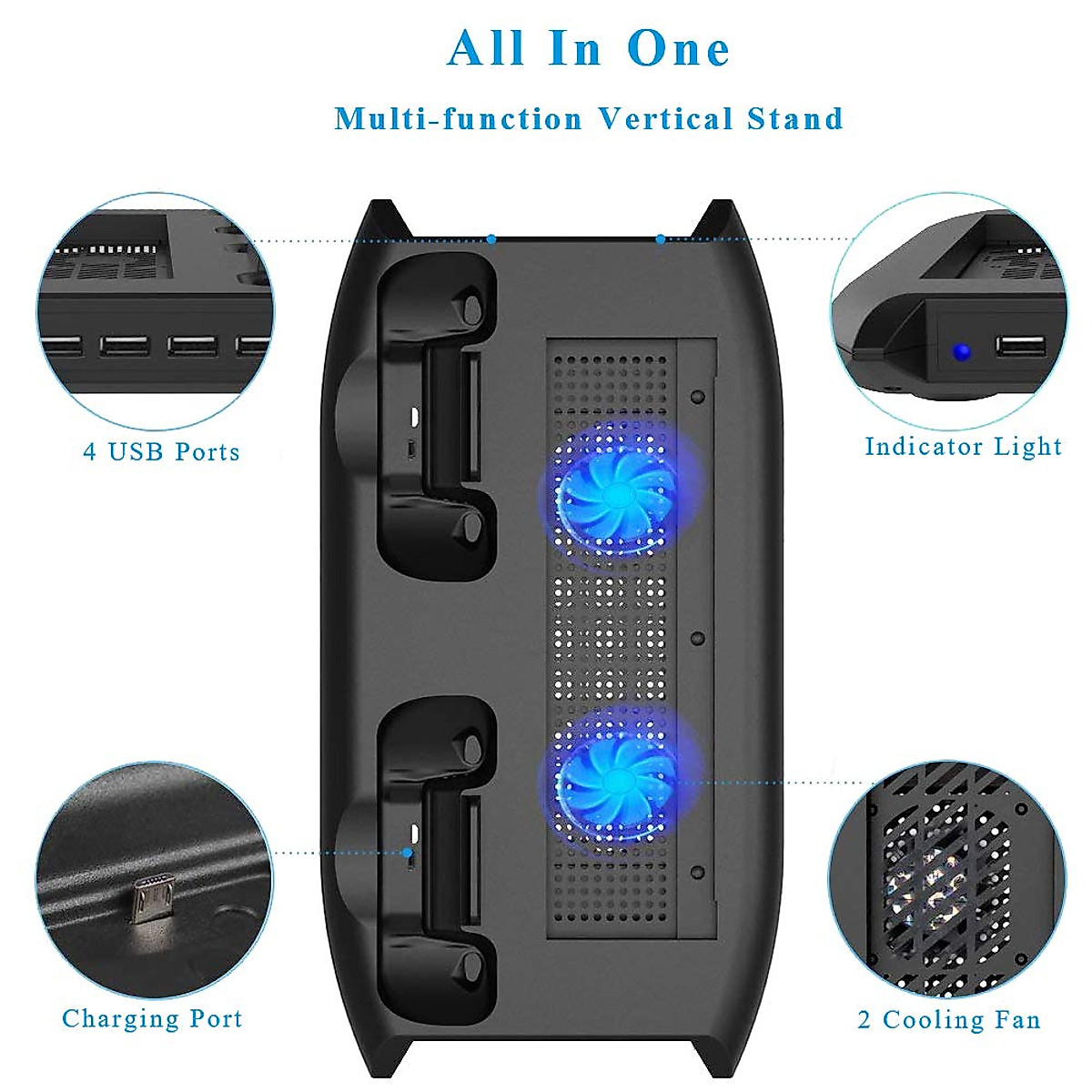 Vertical Stand for Playstation 5 with Cooling Fan Charging Station for PS5 Digital Edition (White)