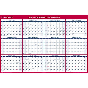 AT-A-GLANCE 2023-2024 Erasable Calendar, Dry Erase Wall Planner, 48" x 32", Extra Large, Academic & Regular Year, Double Sided, Horizontal (PM326S2824)