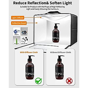 Glendan Portable Light Box Photography, 16"x12" Professional Dimmable Photo Box with 112 High Color Rendering Index LED Lights & 8 Color PVC Backdrops for Jewelry and Small Item Product Photography