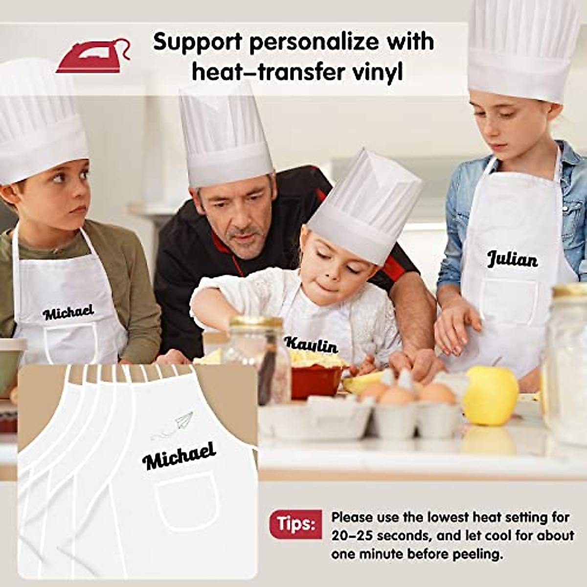 Ecoofor 12 Pieces Kid Aprons, Kid Chef Aprons with Pocket Children Chef Apron for Boys Girl's Kitchen Cooking (Ages 5-12)