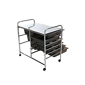 Mind Reader Storage Drawer Rolling Utility Cart, 9 Drawer Organizer, Black