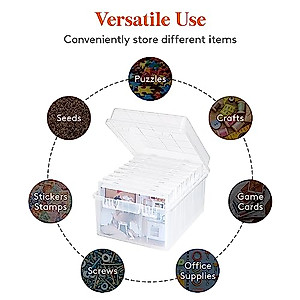 Lifewit Photo Storage Box 5x7 Photo Case, 9 Inner Photo Keeper, Clear Photo Boxes Storage, Seed Organizer Craft Storage Box for Cards Pictures Stamps Office Supplies with 1 Sheet Label Sticker