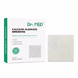 Dr. Med Calcium Alginate Wound Dressing 4"x4", 10 Individual Pack High Absorption Dressing Gauze, Non-Stick Pads, Soft and Comfortable Patch for Wound Care, Faster Healing