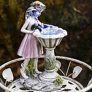 tefrey Fairy Garden Statue, Solar Garden Angel Figurine Outdoor Decorations Fairy Girl Resin Sculptures for Patio Yard Porch Lawn Ornament Housewarming