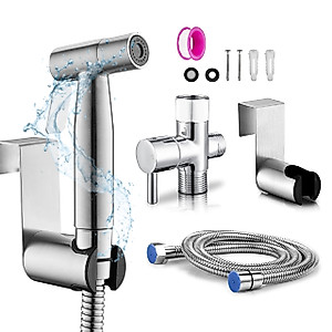 Handheld Bidet Toilet Sprayer - Stainless Steel Jet Spray for Toilets - Bathroom Bidet with Adjustable Water Pressure - Easy to Install - for Baby Cloth Diaper Cleaning & Feminine Wash