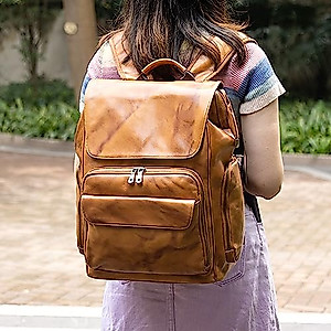 TIDING Genuine Leather Backpack for Women Large Capacity Business Backpack Purse Ladies Work Casual Daypack