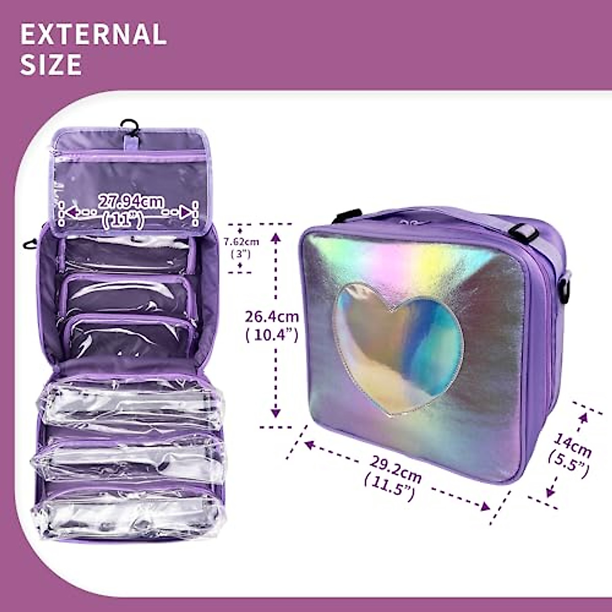 VETHERS Doll Carrying Case Compatible with LOL Surprise OMG, Display Organizer Compatible with Big Sister 3-inch Dolls with a Hanging Hook and 7 Clear Zipper Pockets, Bag Only (Purple)