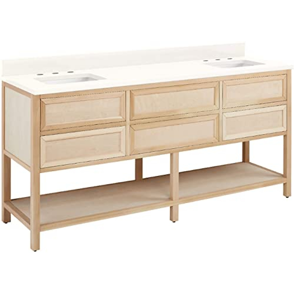 Signature Hardware 953748-72-RUMB-8 Robertson 72" Double Vanity Cabinet Set with Wood Cabinet, Vanity Top and Rectangular Undermount Sinks - 8" Faucet Holes