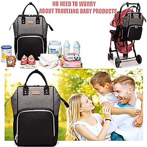 AOCKS Diaper Bag Organizer Insulated Waterproof Travel Backpack Large Capacity for Baby Care,Multi-Function, Stylish and Durable (Black Grey)