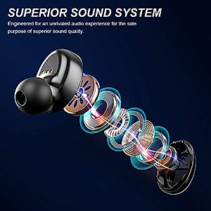 Wireless Earbuds with Immersive Sound True 5.0 Bluetooth in-Ear Headphones with 2000mAh Charging Case Easy-Pairing Stereo Calls/Touch Control/Built-in Microphones/IPX7 Sweatproof/Deep Bass for Sports