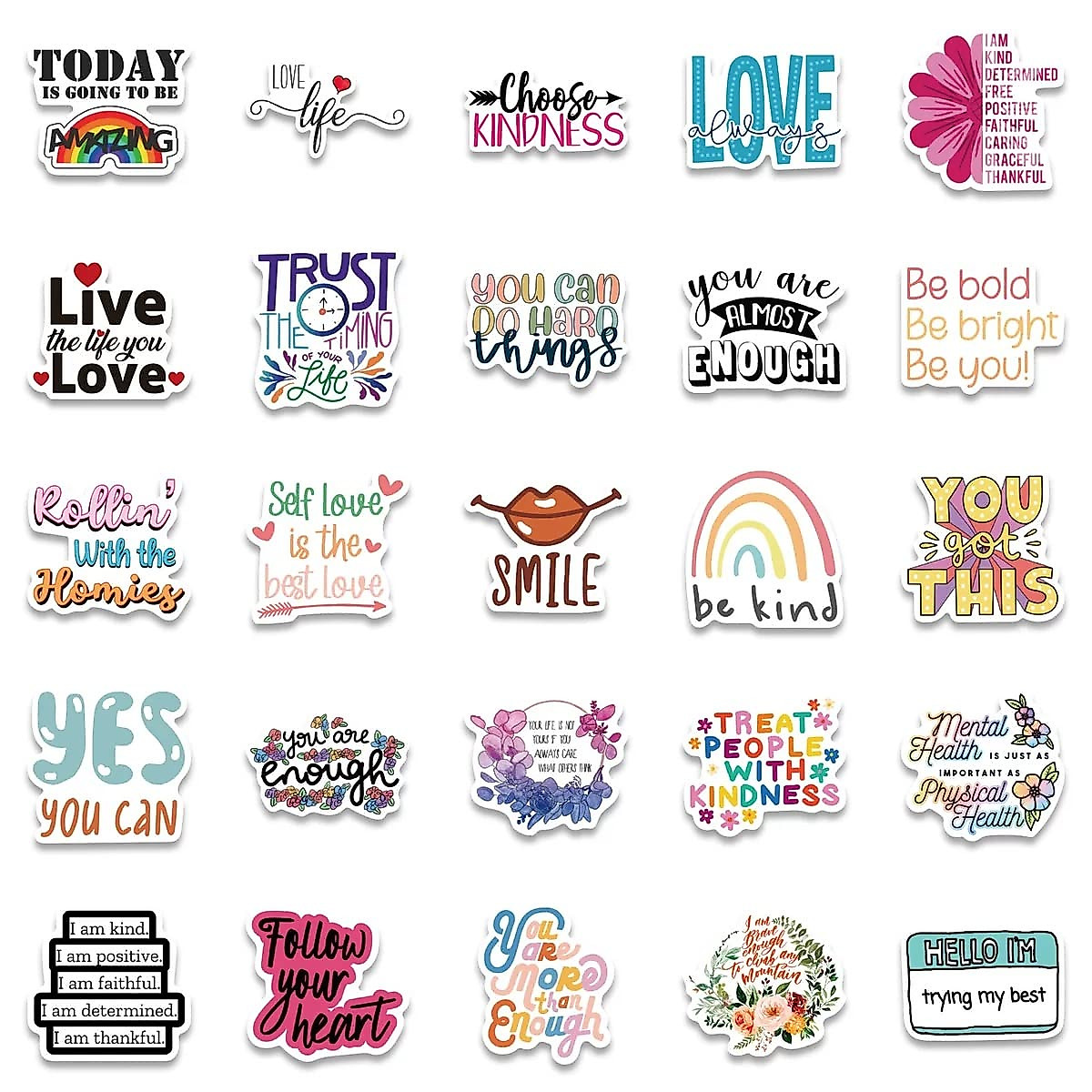 Motivational Stickers 52 Pieces Water Bottle Motivational Stickers Notebook Diary Scrapbook Guitar Helmet Waterproof Vinyl Stickers Kids Teen Adult Teachers Staff Motivational Quotes Stickers
