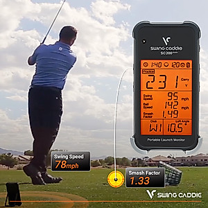 Voice Caddie SC200Plus Portable Golf Launch Monitor and Swing Analyzer with Real-Time Shot Data Tracking - 12-Hour Battery Life