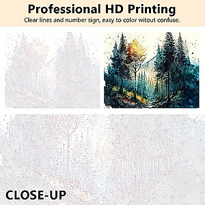 TUMOVO Paint by Number for Adults - Watercolor Forest Oil Painting for Adults Kids Paint by Number Nature Landscape Paint by Numbers DIY Acrylic Paint Number Kits Romantic Arts Craft, 16x20inch