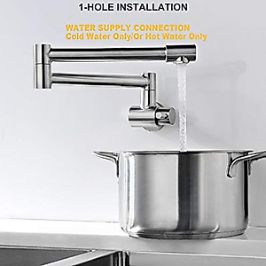 Pot Filler Faucet,Stainless Steel Wall Mount Pot Filler,Wall Mount Pot Filler Kitchen Faucet,Folding Stretchable with Single Hole Faucet