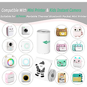 10Pcs Mini Printer Paper, 57 x 25 mm 5 Rolls Self Adhesive Thermal Paper Printable Sticker Paper and 5 Rolls White Printing Paper for Pocket Thermal Printer