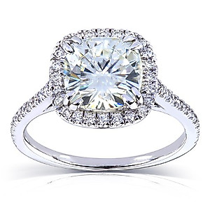 Kobelli Forever One (D-F) Moissanite Engagement Ring 2 1/4 ctw 14k White Gold, Size 6.5