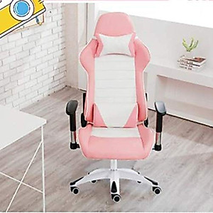 ZHAOLEI Racing Style High Back Ergonomic Office Chair Executive Swivel Computer Desk Chair Height Adjustable Task Chair Reclining with Lumbar Support, Headrest and Footrest (Pink)