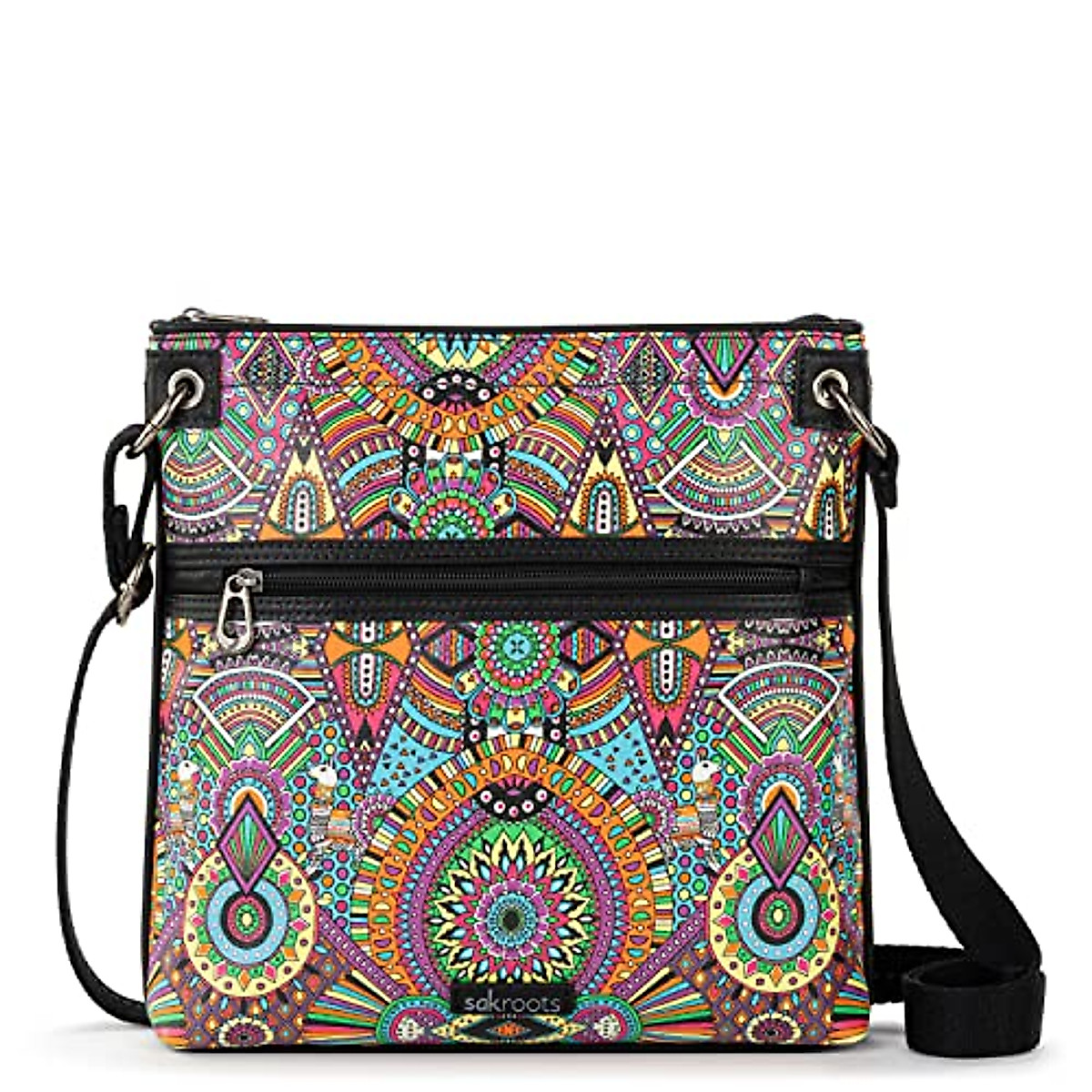 Sakroots Women's Artist Circle Flat Crossbody, Rainbow Wanderlust
