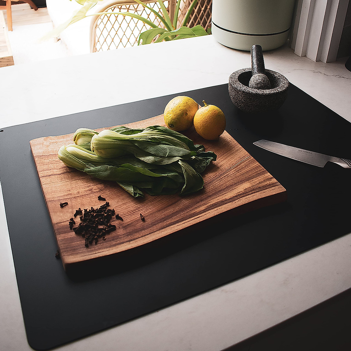 Electric Stove Top Cover by MALLOWA - 27.5" x 19.5" x 2mm Thick, Durable, Heat Resistant, Non-Slip Food Grade Silicone Mat to Protect 24-27" Glass Ceramic Cooktops and Kitchen Benches. (Black)