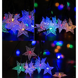 MaoTopCom Solar String Light 21ft 30 LED Fairy Star Garden Lights Outdoor String Lights Decorations for Outdoor, Home, Lawn, Wedding, Patio, Party and Holiday