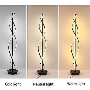 ADISUN 40W LED Remote Control Dimmable Spiral Indoor Tall Floor Lamp for Living Rooms Family Rooms Bedrooms Offices Lighting (Black)