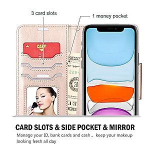ProCase iPhone 11 Wallet Case for Women, Flip Folio Kickstand PU Leather Case with Card Holder Wristlet Hand Strap, Stand Protective Cover for iPhone 11 6.1” 2019 Release -Black