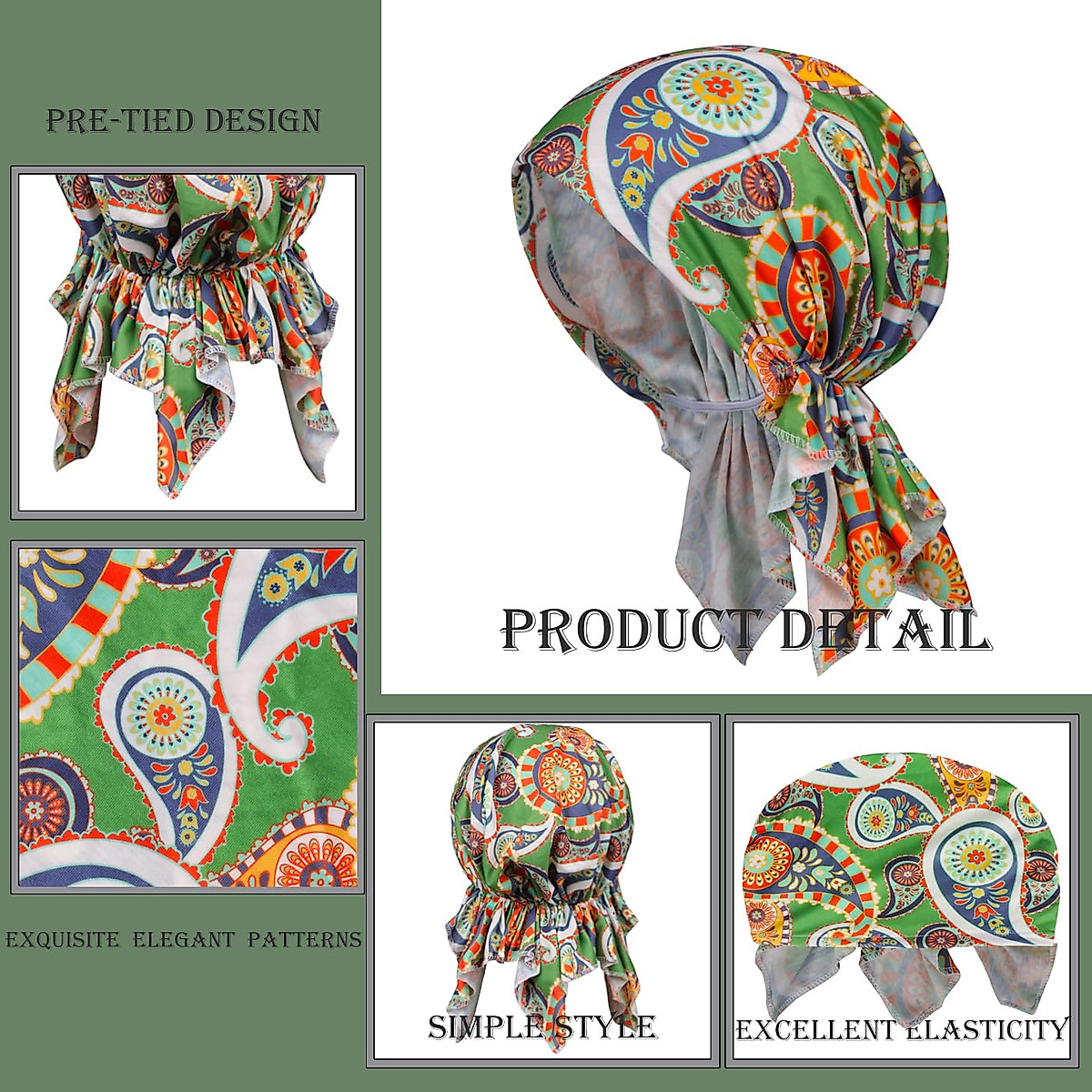 DACKRITO 4 Pieces Chemo Headwear for Women, Pre-Tied Head Scarf Cancer Headwear for Hair Loss