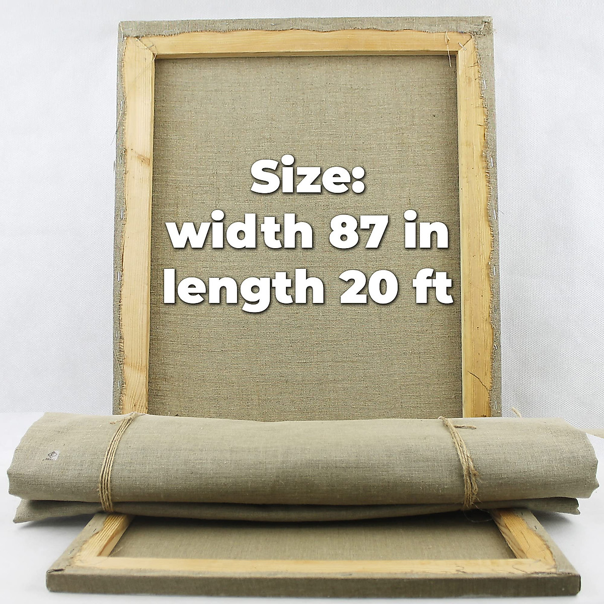 Art Natural Linen Canvas Roll 87" Wide X 5 ft - Plain Unprimed Canvas Fabric for Painting - Raw Linen Canvas Rolled