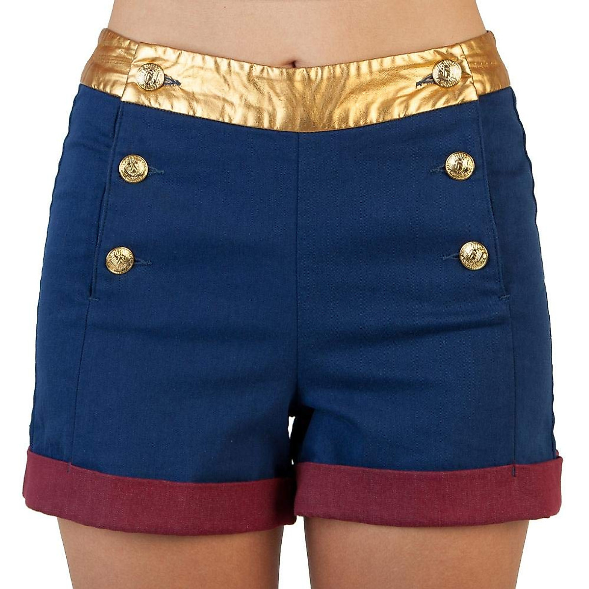 DC Comics Wonder Woman High Waisted Shorts-XX-Large Navy
