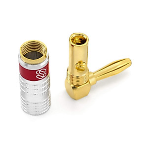 Sewell Silverback Right Angle Banana Plugs, 12 Pairs Quick Connect Gold Plated Speaker Plugs 90 Degree