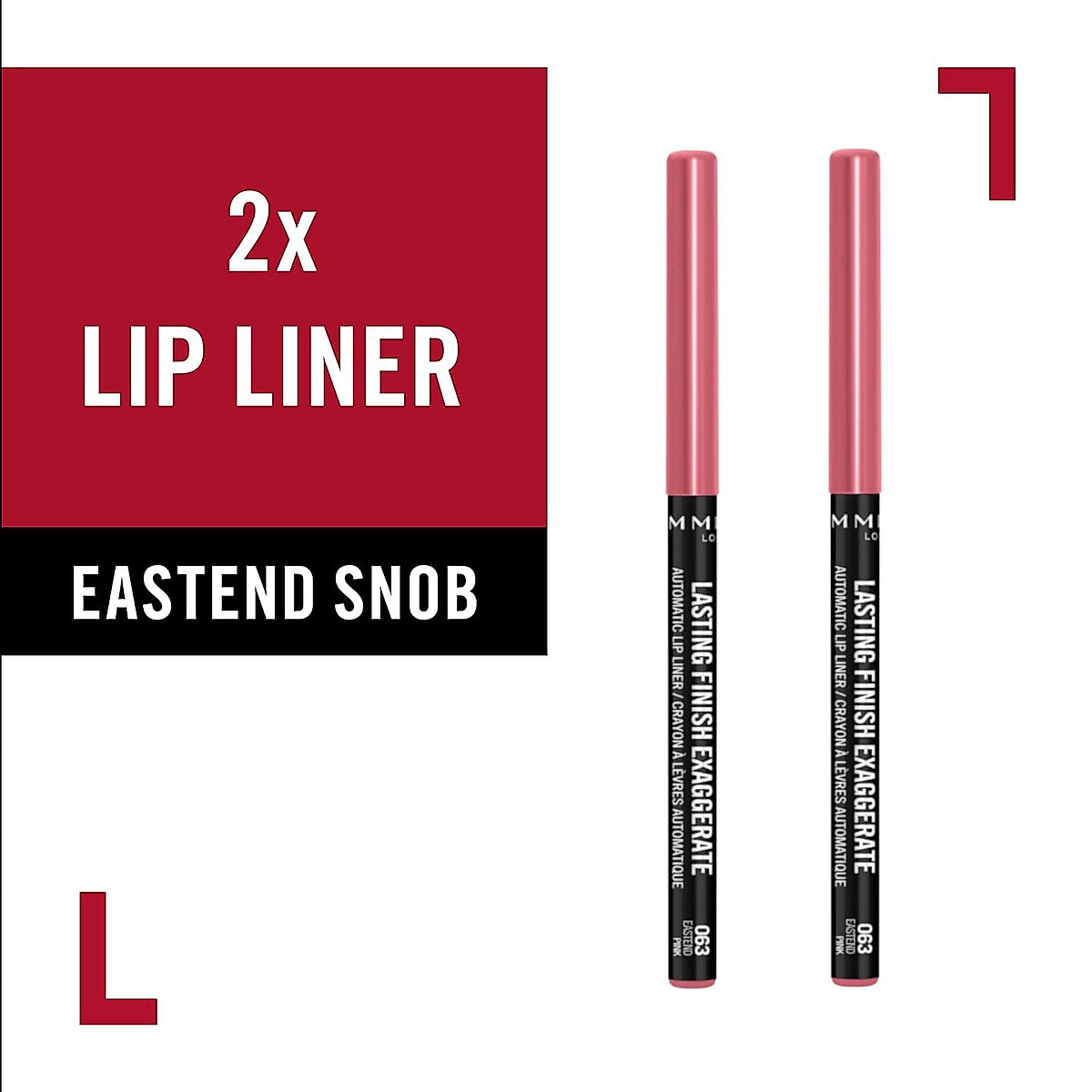 Rimmel Exaggerate Lip Liner, Eastend Snob, 2 Count (Pack of 1)