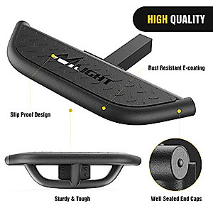 Nilight Hitch Step with 2" Hitch Receiver Rear Bumper Guard Protector Compatible with Car Truck Vehicles Upgraded Textured Black Hitch Step Bar with Hitch Lock & U-Bolts Stabilize,2 Years Warranty