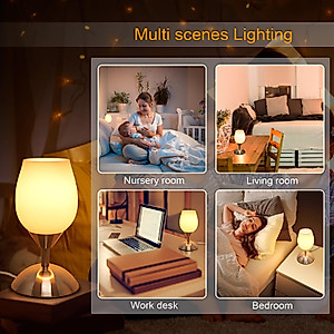 Boncoo Dimmable Touch Control Table Lamp, Small Lamp with Opal Glass Lampshade Ambient Light Bedside Little Lamp Silver Base Modern Accent Lamp for Bedroom, Living Room, E12 Bulb Included