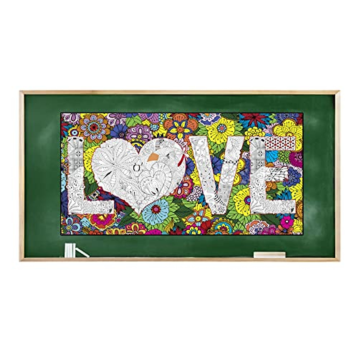 SJPRINTER Inspirational Wall Art, Motivational Giant Coloring Poster Mandala for Kids Adults - Great for Girls, Boys, Arts Crafts, Care Facilities, Schools, Family Time Groups (24" x 48", Love)