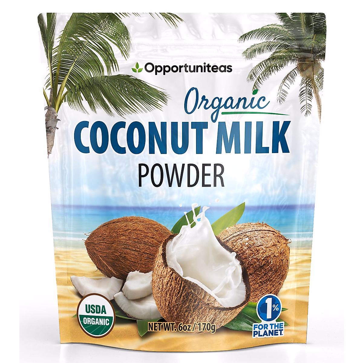 Opportuniteas Coconut Milk Powder - Non Dairy Vegan Creamer For Coffee, Tea, Smoothies, Yogurt & Cooking - Full Fat & Unsweetened For Keto & Paleo Diet - Dried & Powdered at a Low Temperature