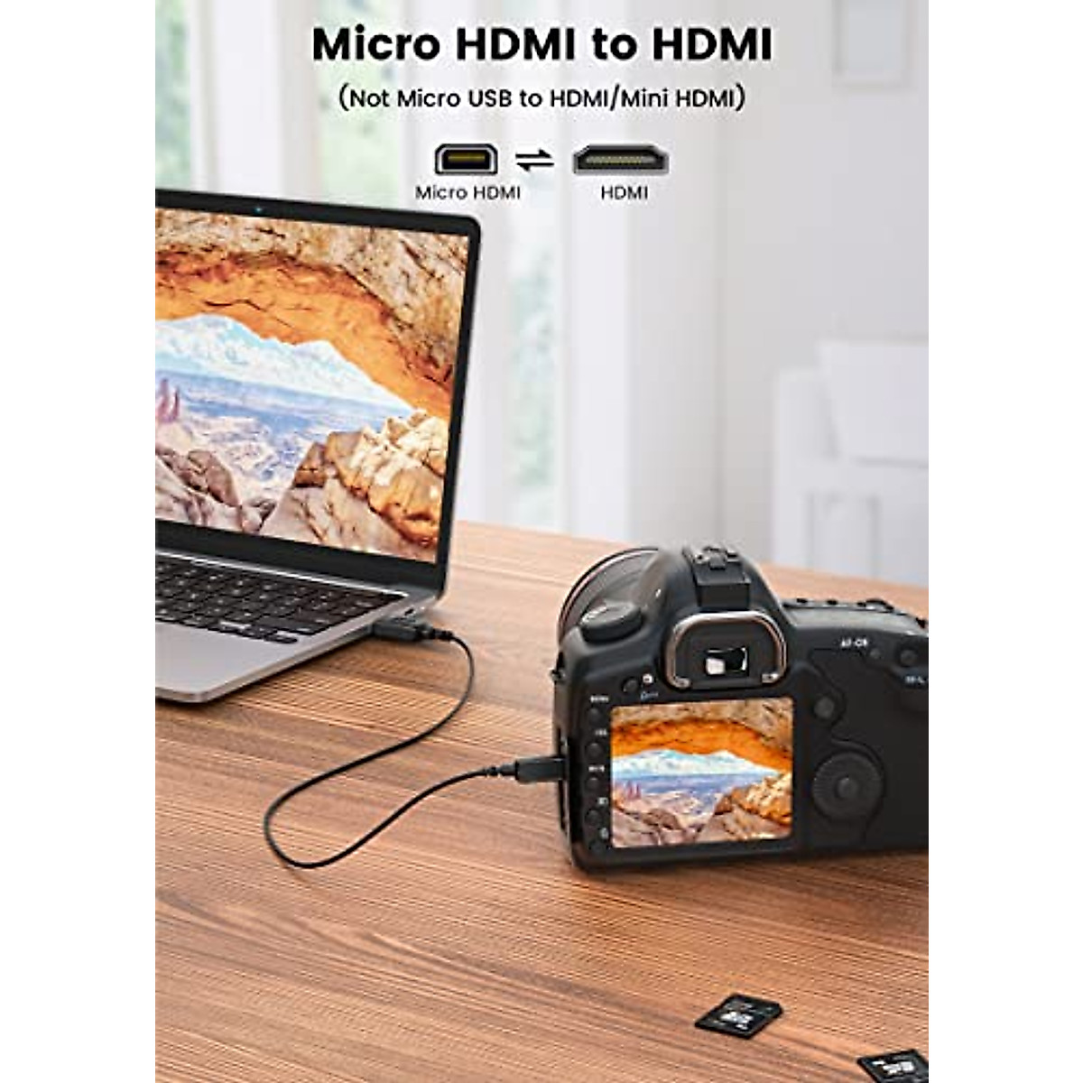 FOINNEX Flexible Micro HDMI to HDMI Cable, Ultra Thin Micro HDMI Cord 4K@60Hz for Gimbal, Bidirectional HDMI to Micro HDMi for GoPro Hero 7/6/3+, Raspberry Pi4, Kindle Fire HD-3FT
