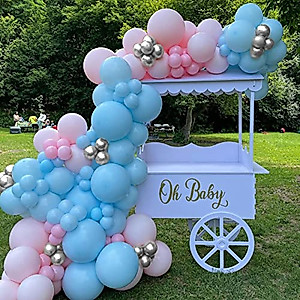139pcs Gender Reveal Balloon Garland Arch Kit with Pink and Blue Balloons Silver Balloons for Boy or Girl Gender Reveal Decorations Birthday Party Baby Shower Celebration Wedding Anniversary