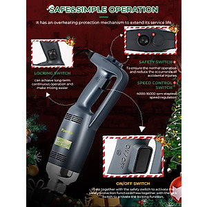 Flyseago Commercial Immersion Blender Hand held Blenders Heavy Duty Variable Speed Mixer 4000-16000RPM with 20-Inch Removable Shaft 50-Gallon Capacity 500W Multifunction Pro Electric Stick Emulsifier