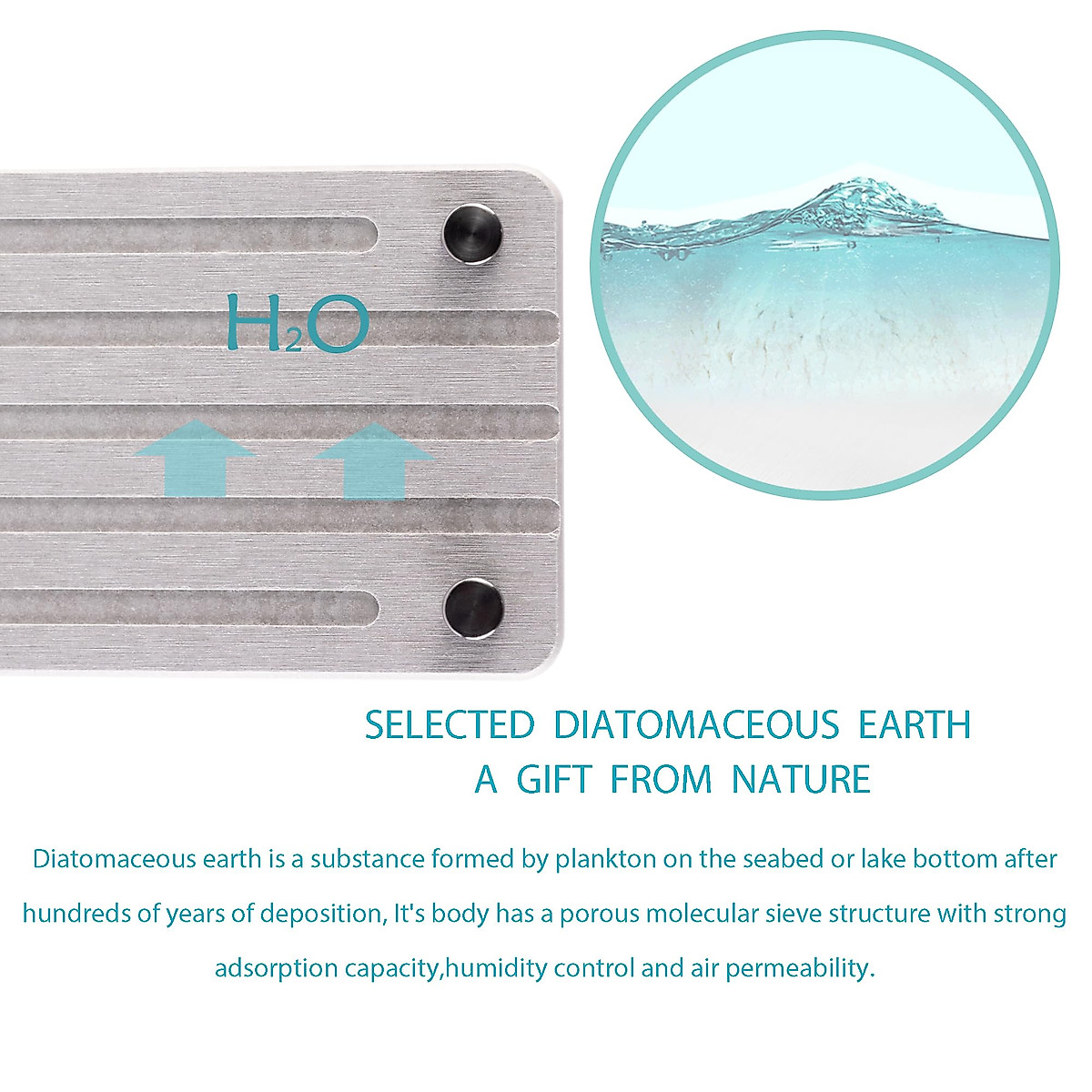 NiuYichee 2 PCS Water Absorbent Diatomite Coasters Rectangle, Grooved Design, Water Absorbing Stone Used for Hand Soaps & Plants & toiletries in The Modern Home (21-10cm Light Grey with feet)