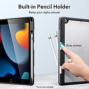 ESR for iPad Cases for 9 Generation, Hybrid Trifold Stand Case Compatible with iPad 9th/8th/7th Generation, Magnetic Detachable Cover with Pencil Holder, Auto Sleep and Wake, Rebound Series, Black