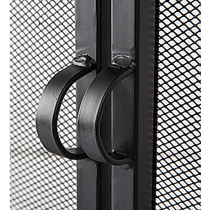 Plow & Hearth Metal Fireplace Screen Glass Flatguard Black | 38" W x 31" H | 2 - Door | Spark Guard Indoor Grate | Iron Fire Place Cover | Wood Burning Stove Decorative Accessories