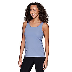 RBX Women's Tank Top with Built in Shelf Bra Low Support Bra Top Cami Strappy Periwinkle M