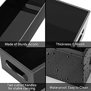 LotFancy Bathroom Decor Box, 2 Pack Acrylic Toilet Paper Holder, Black Toilet Tank Topper Tray with Handles, Back of Toilet Storage Basket for Home Décor