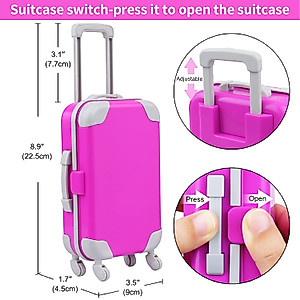 18INDC 17 Pcs Suitcase Clothes and Accessories 3 Dresses 2 Bag 3 Magazine 2 Shoes 1 Matcha Cake Set 1 Miniature Laptop Computer 1 Camera for 11.5 Inch Girl Doll (NO Doll)