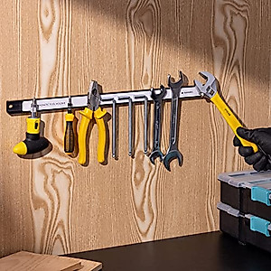 Navaris Set of 3 Magnetic Tool Holder Rack - 18 Inch Heavy Duty Garage Wall Holder Strip for Tools - Tool Bar with Magnet for Screwdriver, Wrench