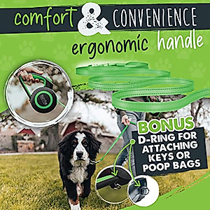Mighty Paw Retractable Dog Leash 2.0 | 16’ Heavy Duty Reflective Nylon Tape Lead for Pets Up to 50 LBS. Tangle Free Design W/One Touch Quick-Lock Braking System & Anti-Slip Handle. (Green/Lite)
