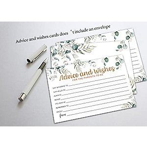 Greenery Advice And Wishes Cards For The Parents-To-Be, Baby Advice Cards For New Parents, Baby Shower Party Game,Decorations Party Supply，25 Cards(bb005-JYK 005)
