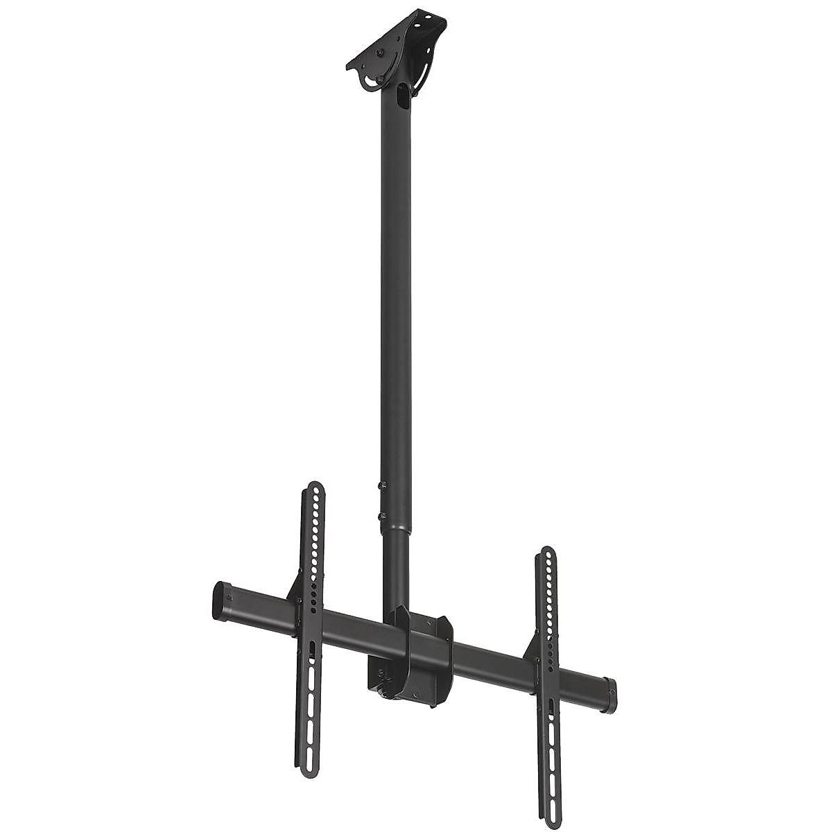 Displays2go SLC3770LBK Ceiling Mount for TV Monitors 37 to 70 Inch, Swiveling & Tilts, Telescoping, Black Steel